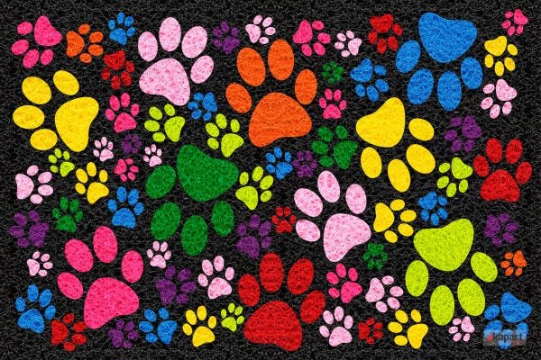 Tapete Capacho Patinhas Coloridas 60x40 | MadeiraMadeira