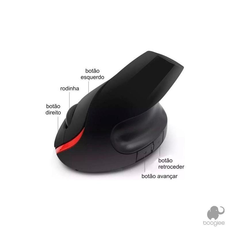 Mouse Ergonômico Vertical sem Fio Óptico Bateria 2.4ghz W881 ...