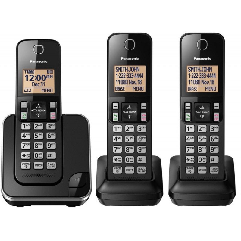 Telefone Fixo Panasonic sem Fio Kx-Tgc353Lab 1.9Ghz (3 Bases) 110V | MadeiraMadeira