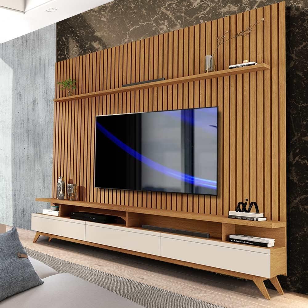 Rack de Tv Ripado para até 75 Polegadas - Off White | MadeiraMadeira