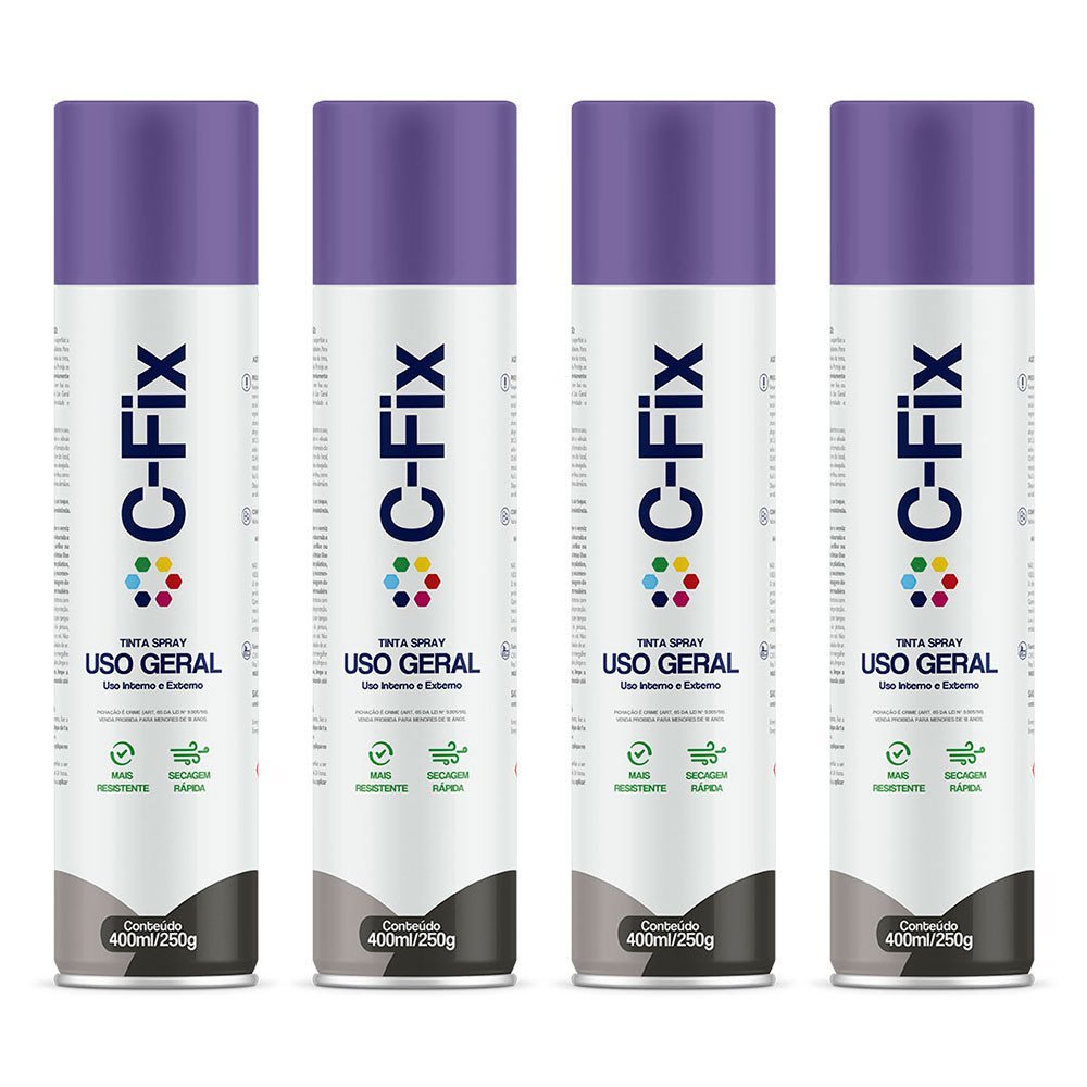 Kit 4 Tintas Spray Violeta Claro Uso Geral Int/Ex 400ml Cfix | MadeiraMadeira