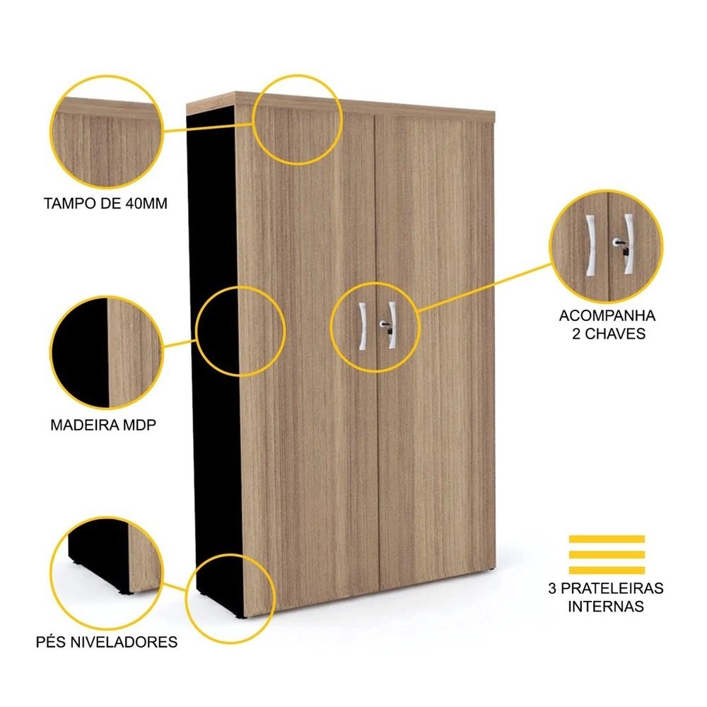 Armário alto 2 portas pandin PE40 - naturalle - 50249 | MadeiraMadeira