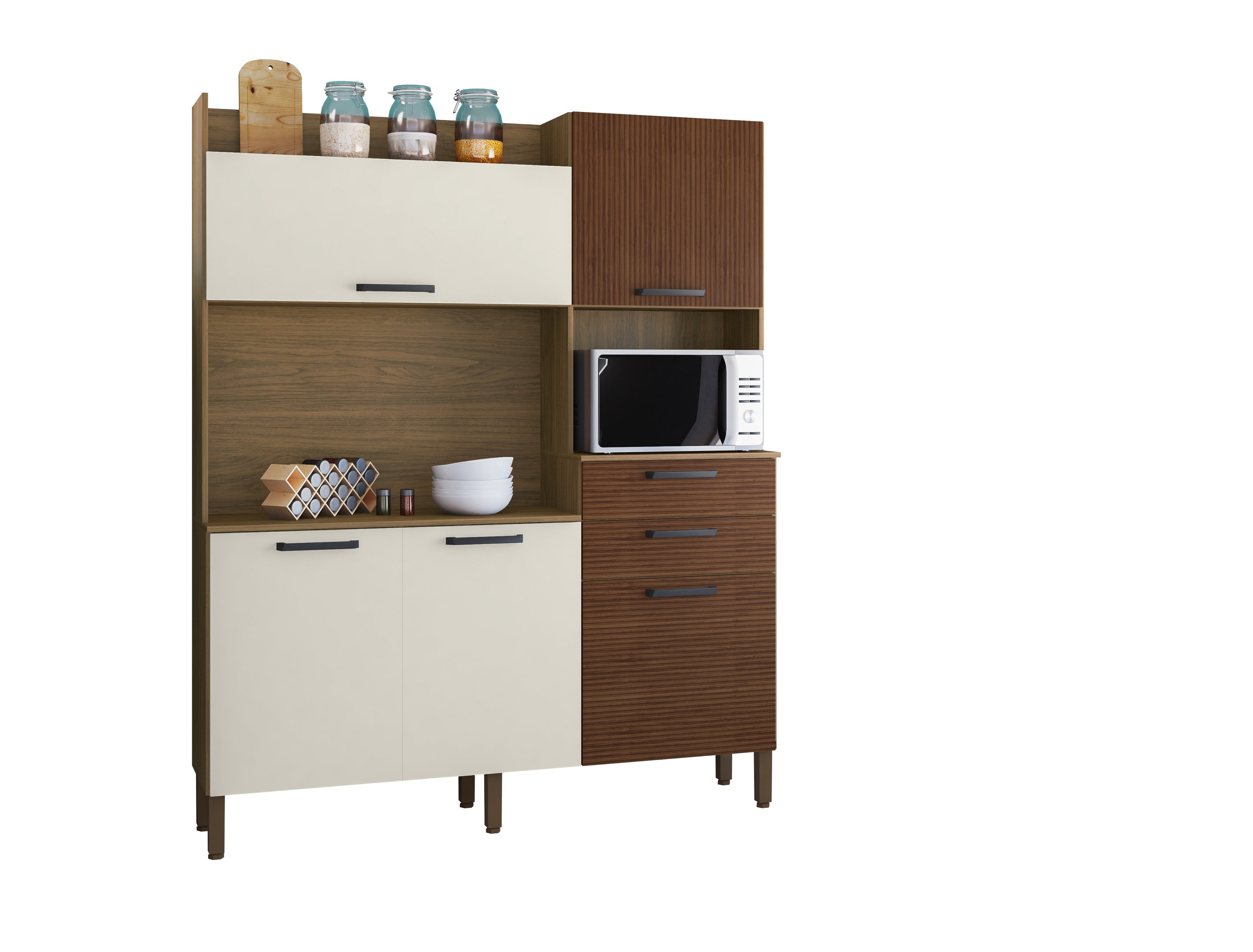 Armário de Cozinha 7 Portas Ravena Ripado | MadeiraMadeira