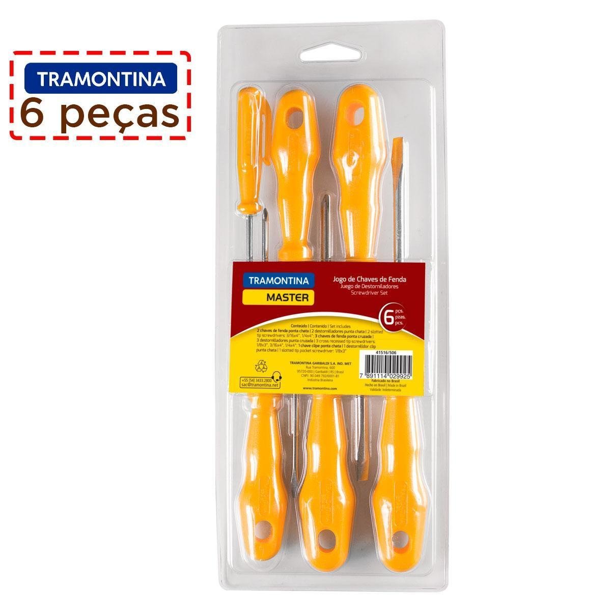 Kit Chaves De Fenda Amarela Com 6 Peças Tramontina | MadeiraMadeira