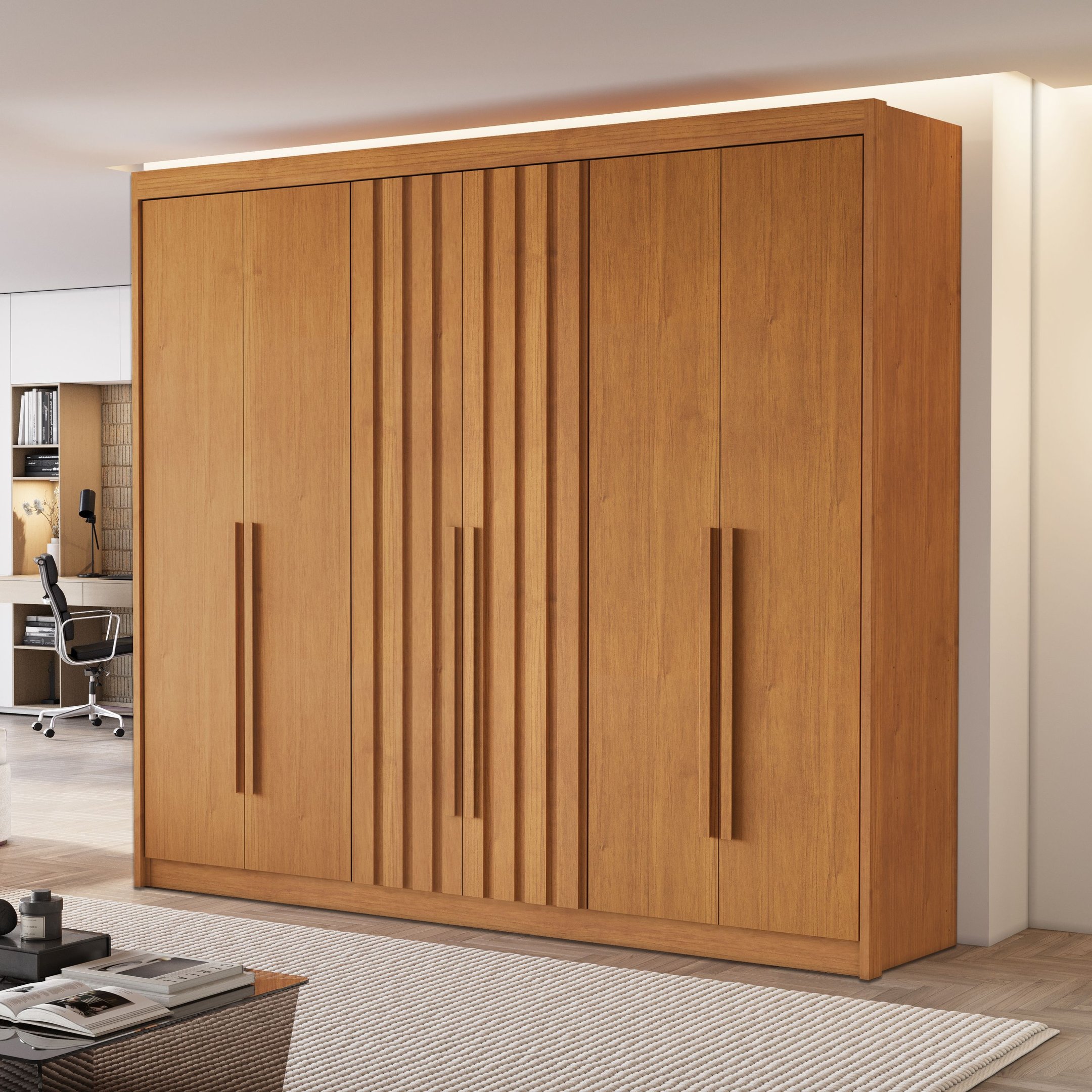 Guarda Roupa Casal 6 Portas 2 Ripadas Portugal 100% MDF Cinamomo ...