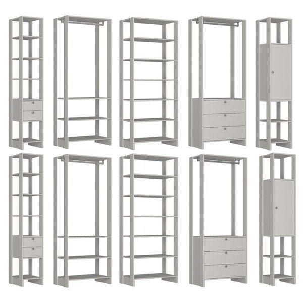 Conjunto Armários para Closet 10 Peças Yes Ey101/2/3/6/7 Branco Nova ...