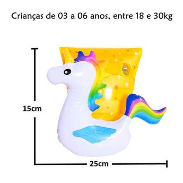 BOIA DE BRAÇO UNICÓRIO OU FLAMINGO INFANTIL 23 cm x 15 cm:Branco ...