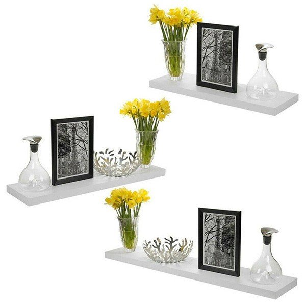 Prateleira Decorativa de Parede Kit com 3 - Branca | MadeiraMadeira