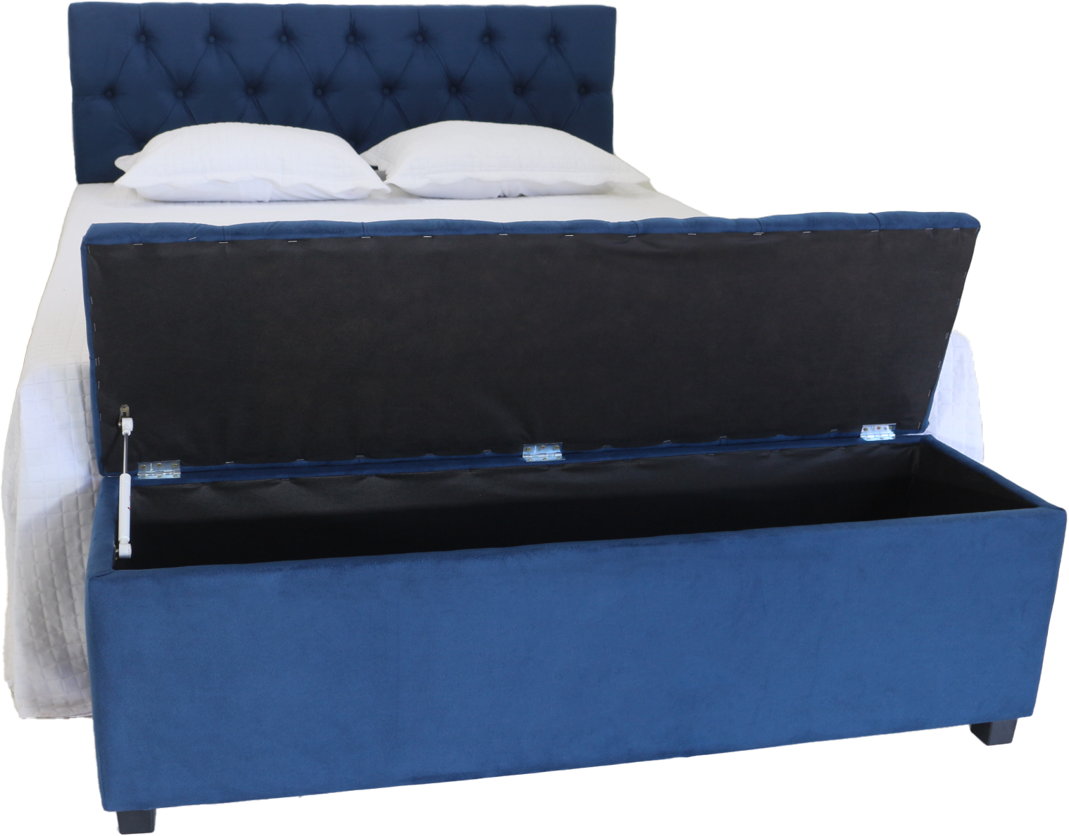 Puf Baú E Cabeceira Painel King 2m x 50cm Azul Marinho (New) | MadeiraMadeira