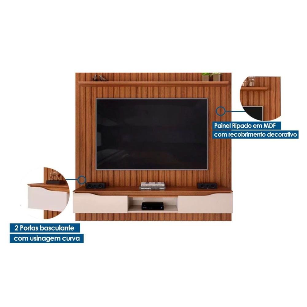 Painel Home P/tv até 70 Polegadas Isac 180 C/ Prateleira e Bancada ...