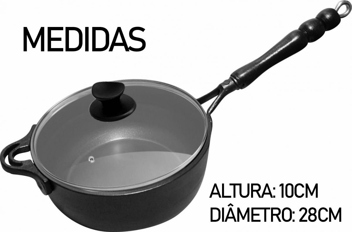 Panela Antiaderente Alta Cerâmica 28cm Com Tampa Não Gruda Cabo de ...