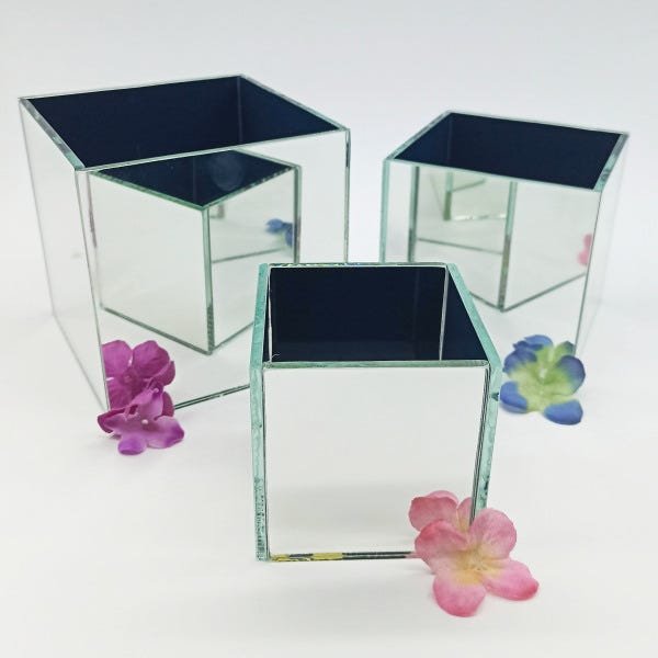 KIT 3 Cachepot Espelhado Quadrado 8cm 5002K3 LylHome | MadeiraMadeira