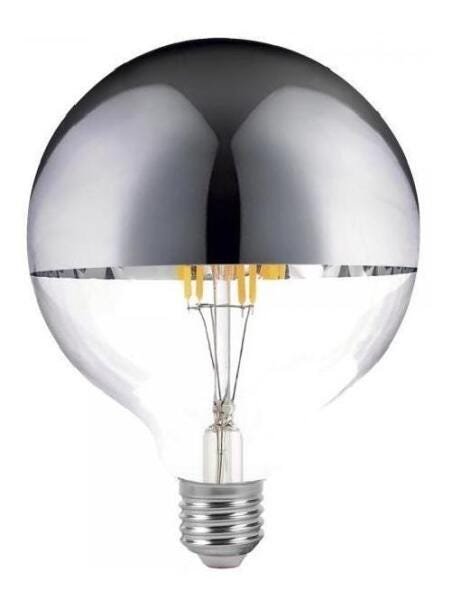 Lâmpada Filamento Led Defletora Espelhada Cromada G125 | MadeiraMadeira