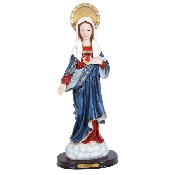 Escultura Sagrado Coração De Maria Manto Azul 29Cm | MadeiraMadeira