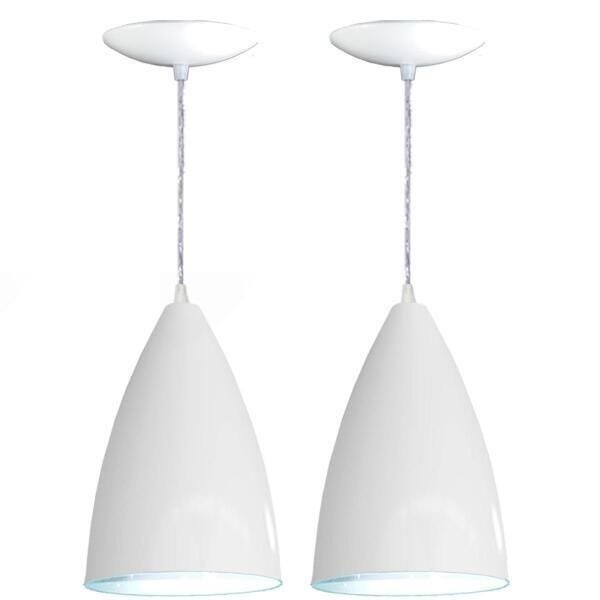 Kit 2 Lustres Pendentes Bala Balcão Alumínio Bivolt Branco | MadeiraMadeira