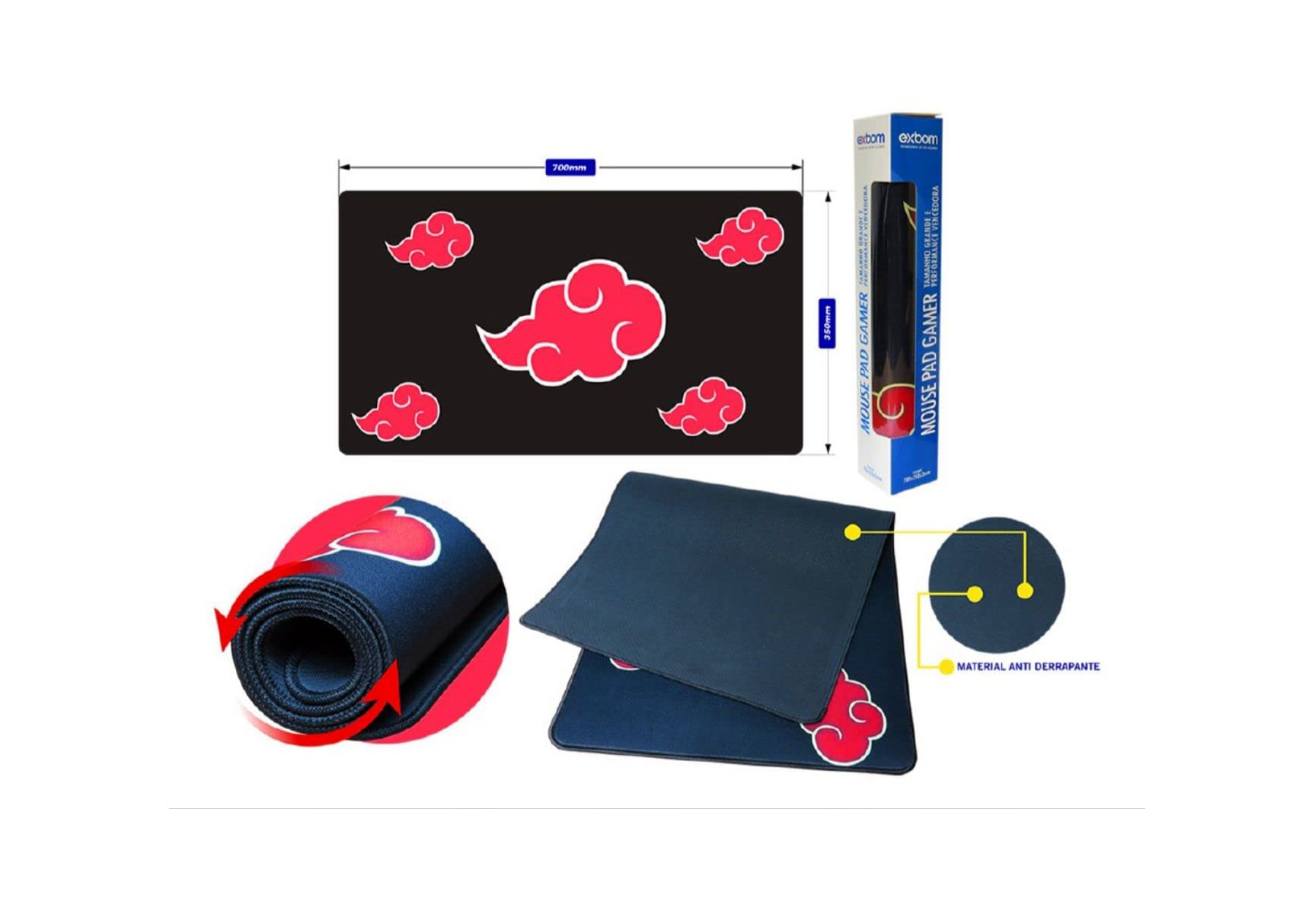 Mouse Pad Naruto Akatsuki 350mm x 700mm x 3mm Grande | MadeiraMadeira