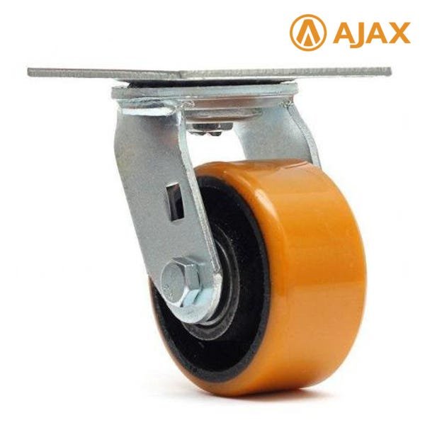 Rodizio Giratório 4 Pol com Roda Pu Laranja Ajax | MadeiraMadeira