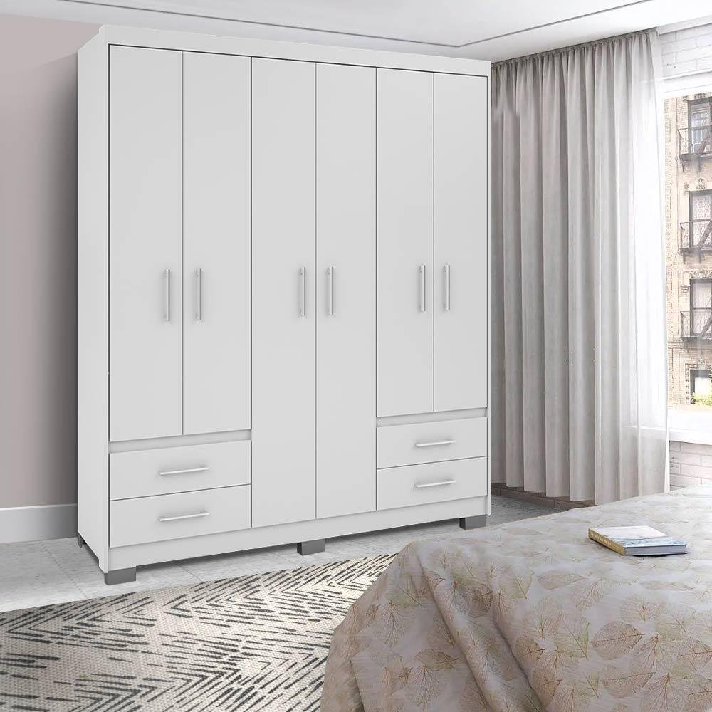 Guarda-Roupa Casal Branco Primacy Batrol | MadeiraMadeira