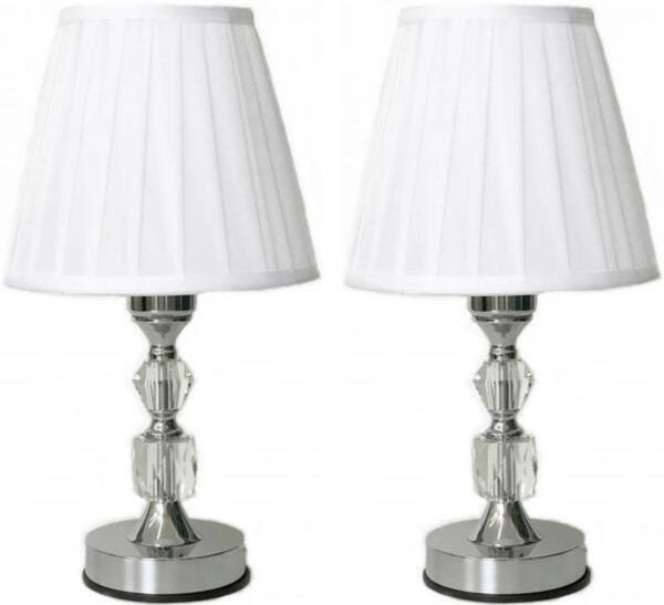 Kit de 2 Abajures Cristal Touch Cabeceira Branco Casal Ref 382 ...