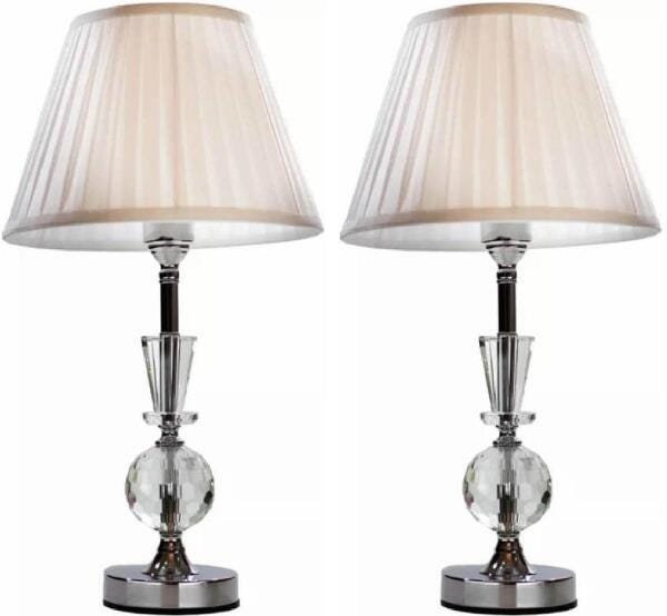 Kit de 2 Abajures Cristal Luxo Moderno Touch Branco Ref 834 ...