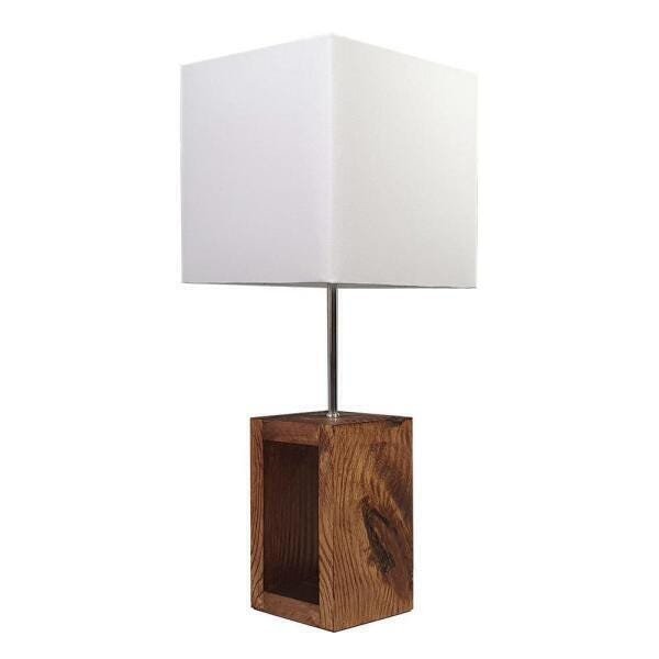 Abajur Quadrado Branco Base Retangular 52cm | MadeiraMadeira