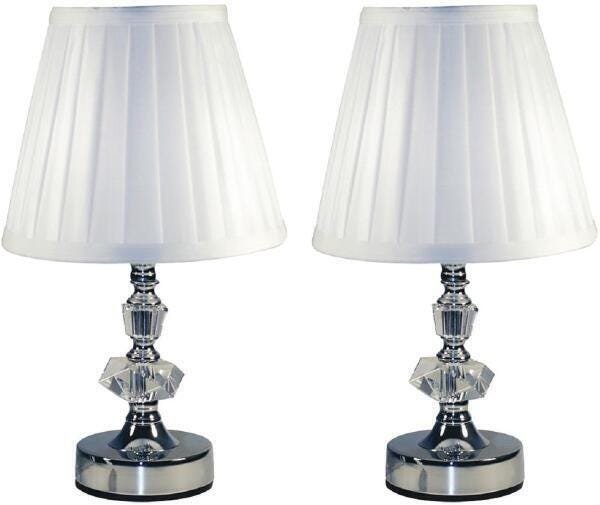 Kit de 2 Abajures Cristal Touch Cabeceira Branco Casal Ref 337 ...