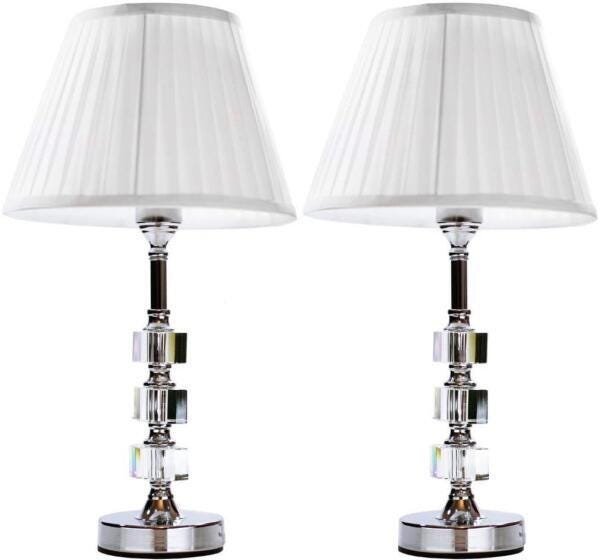 Kit de 2 Abajures Cristal Luxo Moderno Touch Sala Branco Ref 835 ...