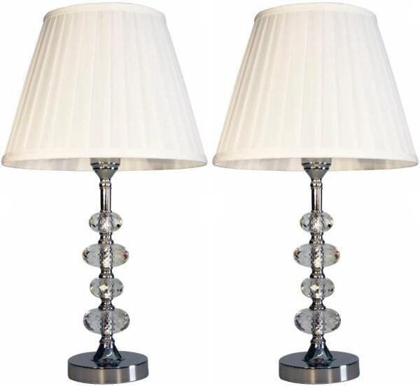 Kit de 2 Abajures Cristal Luxo Moderno Touch Sala Branco Ref 890 ...