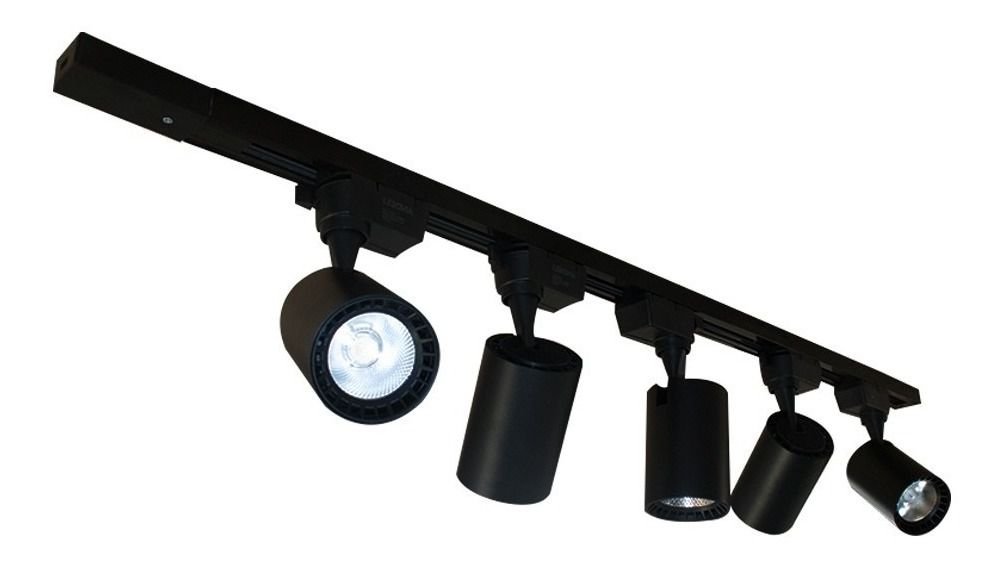 Kit Trilho Eletrificado 1M + 5 Spots LED 7W Bivolt Preto Bq 3000K ...