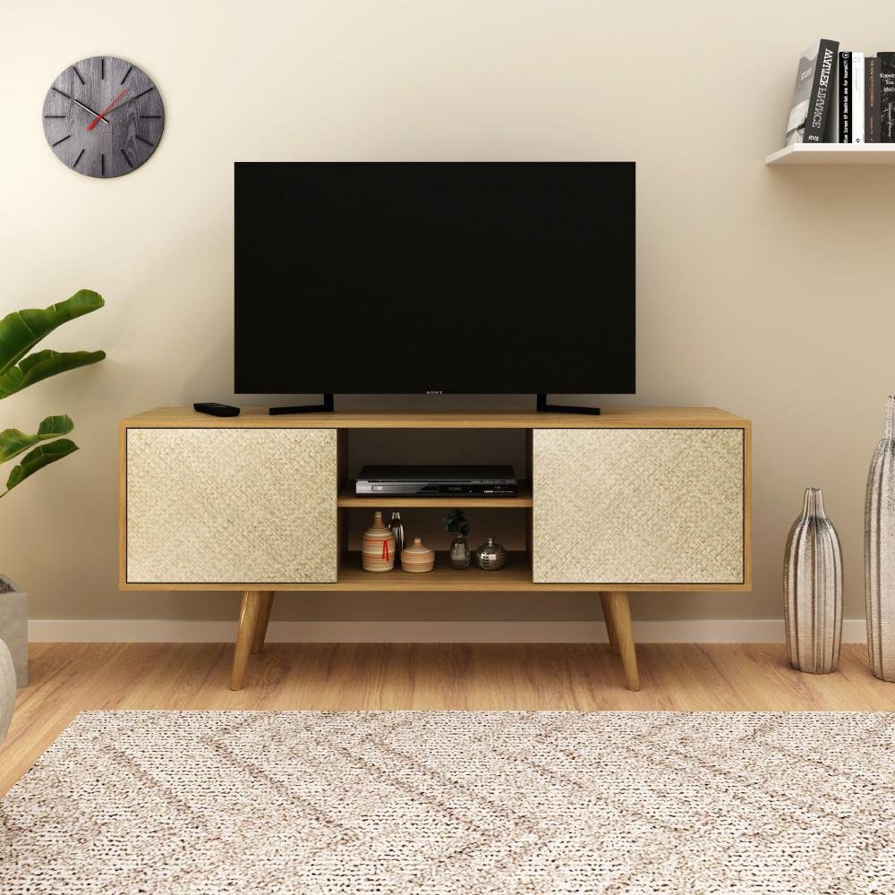 Rack para TV de até 42 com 2 Portas - Natural/Palha | MadeiraMadeira
