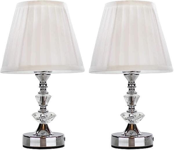 Kit de 2 Abajures Cristal Touch Cabeceira Branco Casal Ref 334 ...