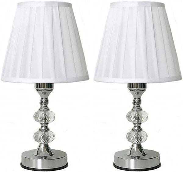 Kit de 2 Abajures Cristal Touch Cabeceira Branca Casal Ref 384 ...