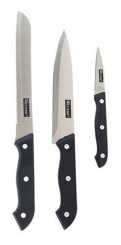 3 Facas Aço Inox Peixeira Pão Legumes Western - Preto | MadeiraMadeira