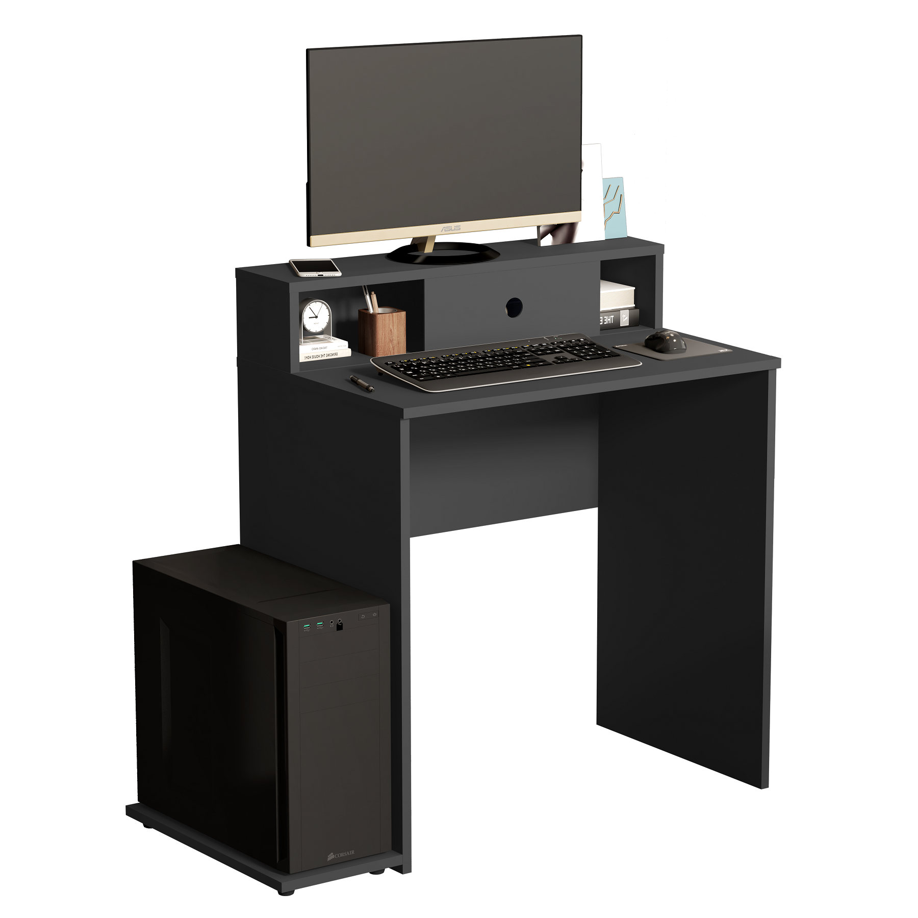 Mesa Para PC Ou Notebook Com Suporte Para Tela E Teclado Cor Preto ...