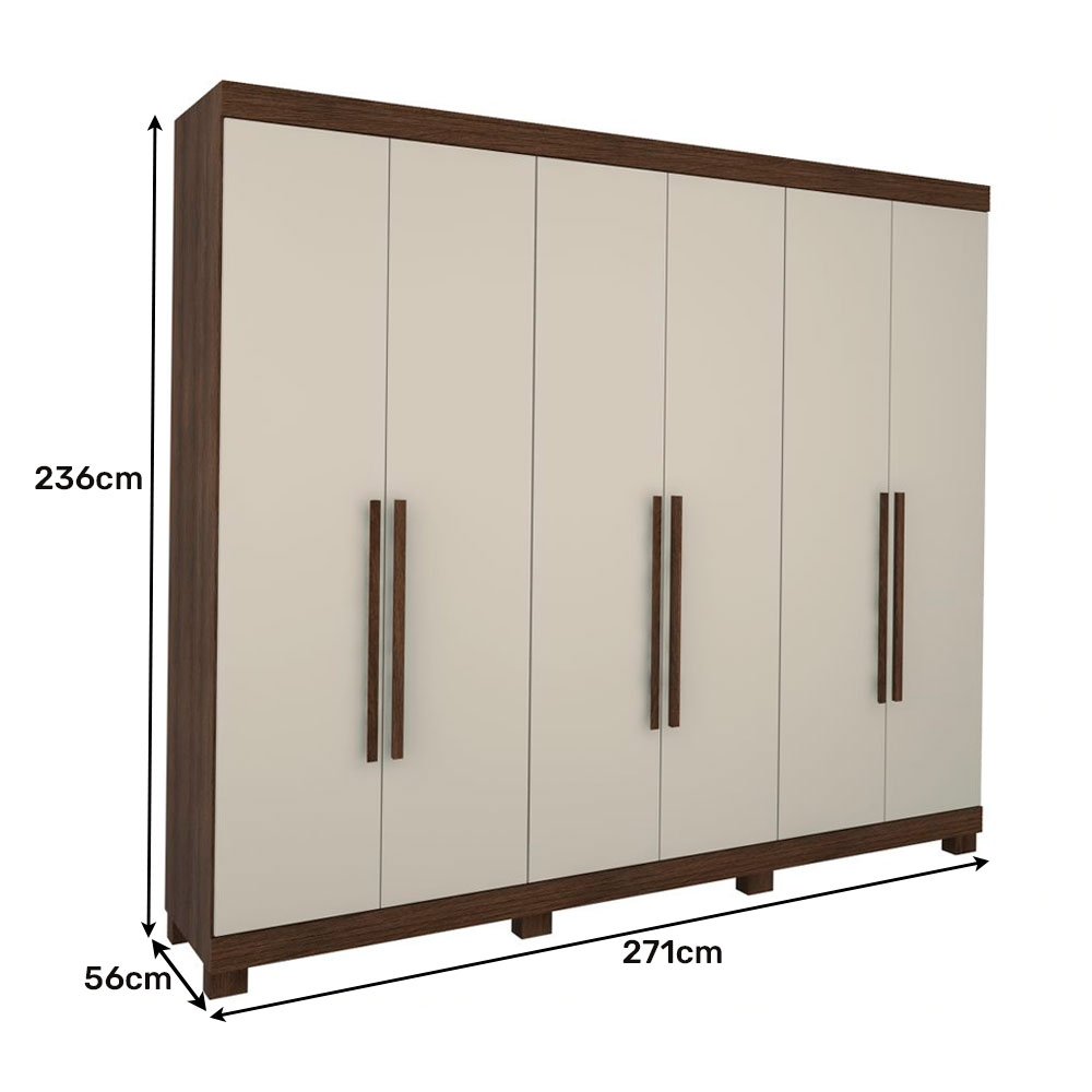 Guarda-Roupa 6 Portas 7 Gavetas Guarapari Plus Móveis Rimo Tauari/Off ...