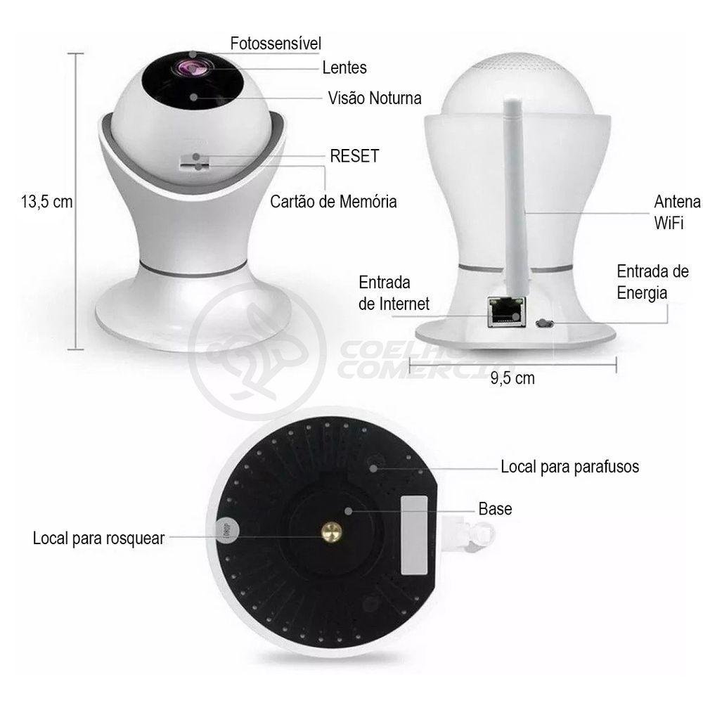 Câmera Ip C360 De Segurança Wifi Robô Hd 1080P - 8165Hp | MadeiraMadeira