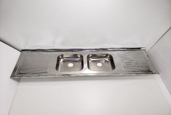 Pia para Cozinha em Inox com Cuba Dupla 200x52cm Fabrinox | MadeiraMadeira