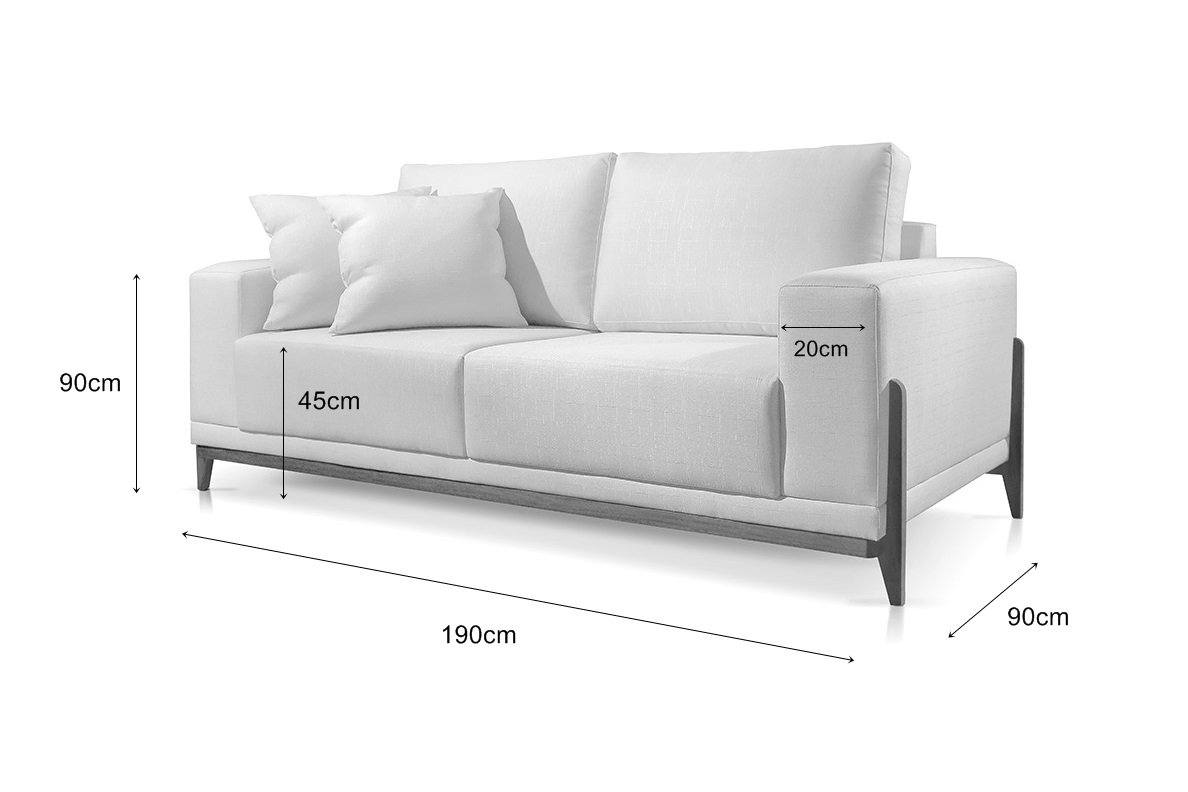 Sofá Fixo Monique Tam 1,90 Linho Bege Claro | MadeiraMadeira