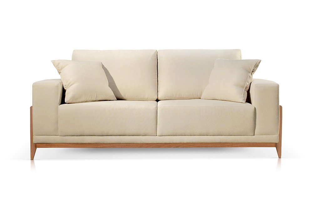 Sofá Fixo Monique Tam 1,90 Linho Bege Claro | MadeiraMadeira