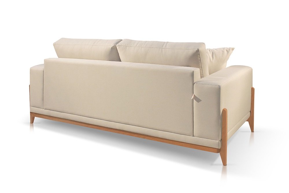 Sofá Fixo Monique Tam 1,90 Linho Bege Claro | MadeiraMadeira
