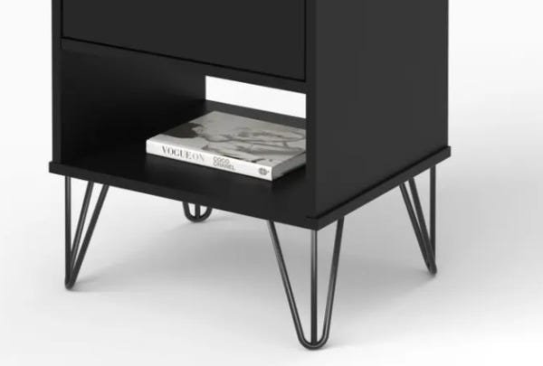 Mesa de Cabeceira Iron 1 Nicho com Pés de Ferro - Preto | MadeiraMadeira