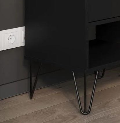 Mesa de Cabeceira Iron 1 Nicho com Pés de Ferro - Preto | MadeiraMadeira