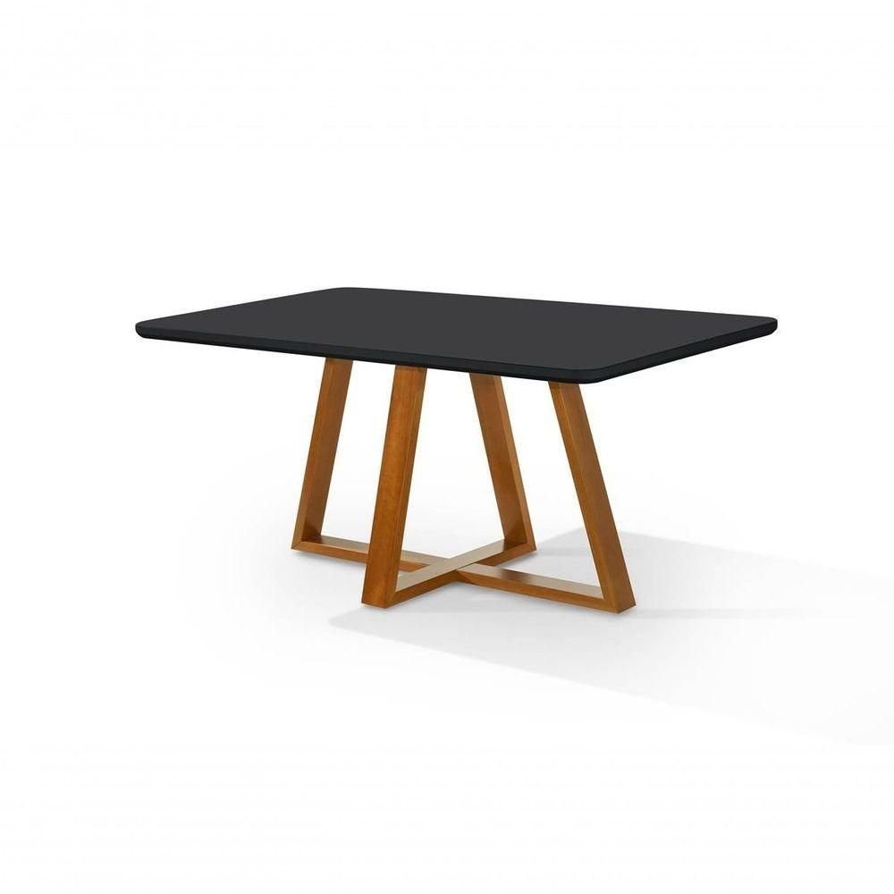 Mesa de Jantar Bela Retangular Pés Madeira Maciça 160 Cm Cast/preto ...