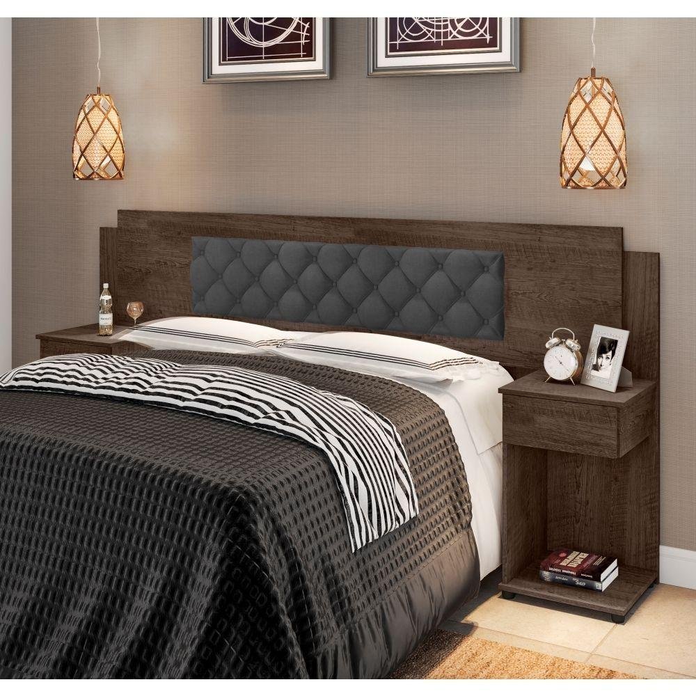Cabeceira Casal Capitonê Chocolate Chumbo | MadeiraMadeira