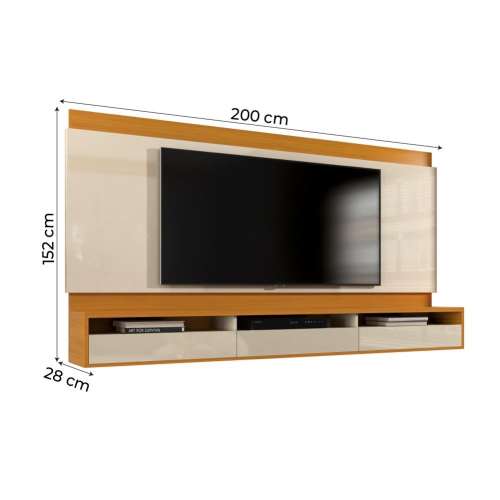 Painel para TV até 75 Polegadas 2,00m Savanna Off White / Cedro ...