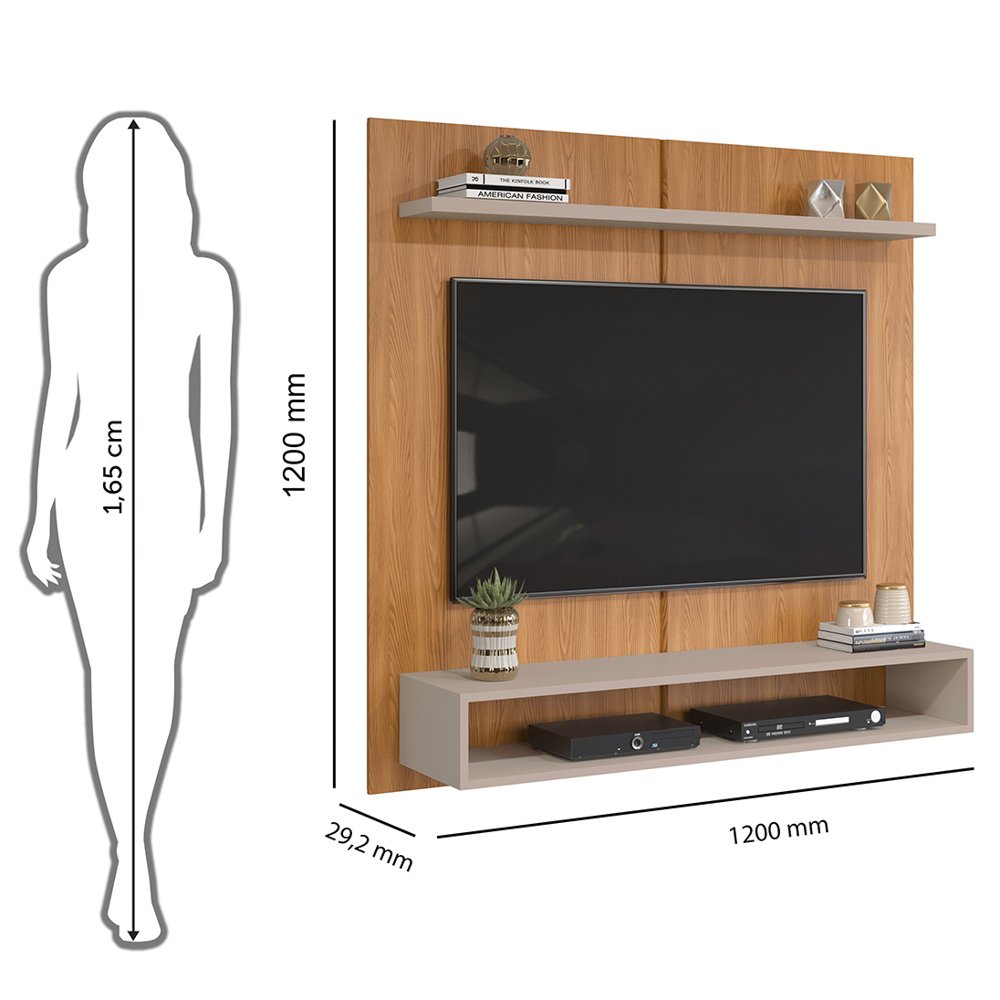 Painel Para Tv Até 50 Pol. Théo D04 Carvalho Nobre/Griz - Mpozenato ...