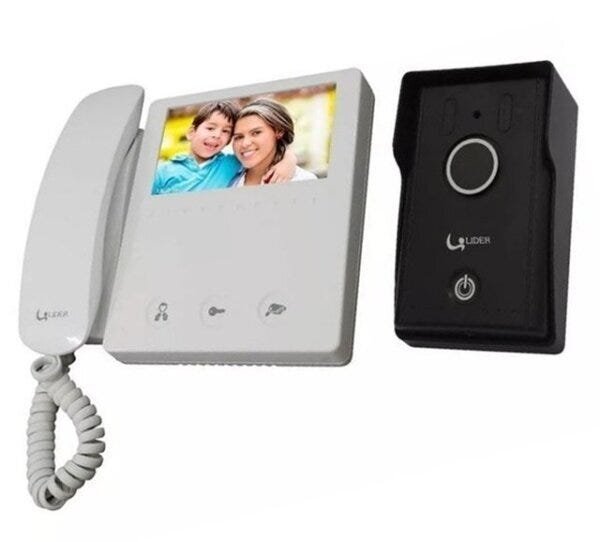 Interfone Lider Video Porteiro Lr4500 com Fechadura C90 Cinza ...