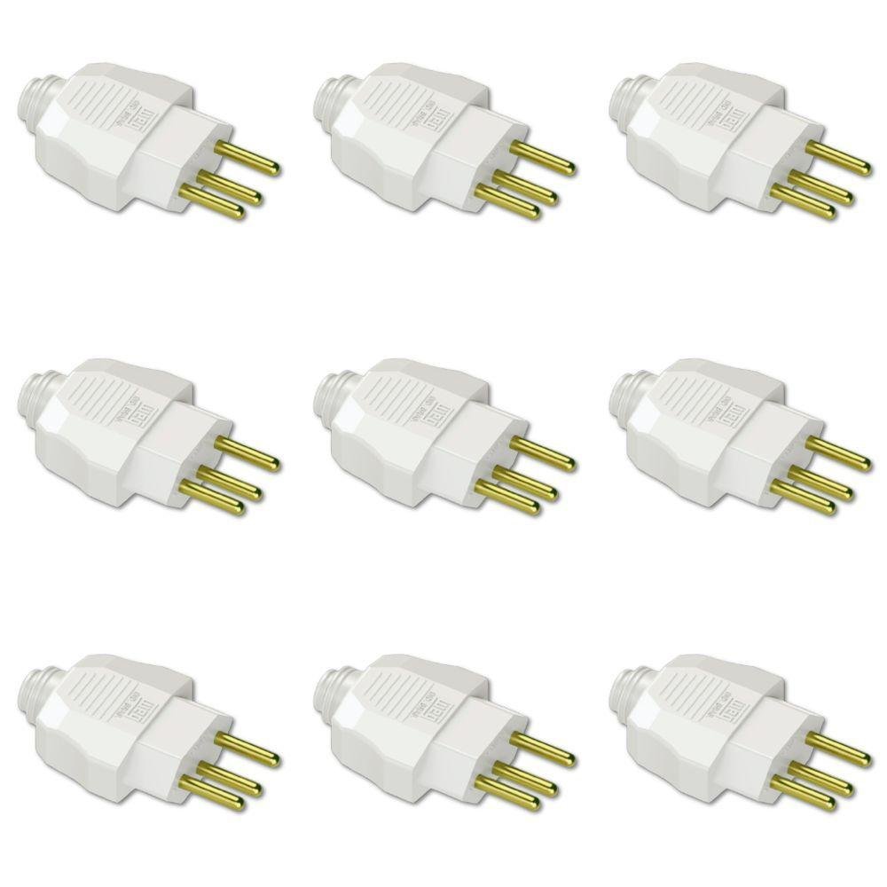 Kit Plugue Macho 2p+t 20a 250vca Branco 50 Peças | MadeiraMadeira