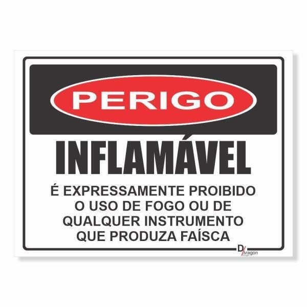 Placa De Sinalização Perigo Inflamável - Ps2Mm 30X40Cm | MadeiraMadeira
