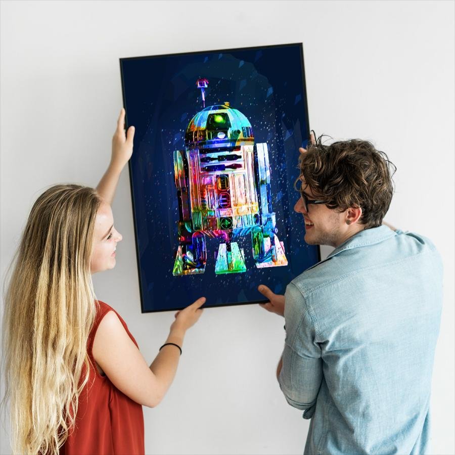Quadros decorativos Pintura Star Wars R2-D2 em Aquarela | MadeiraMadeira